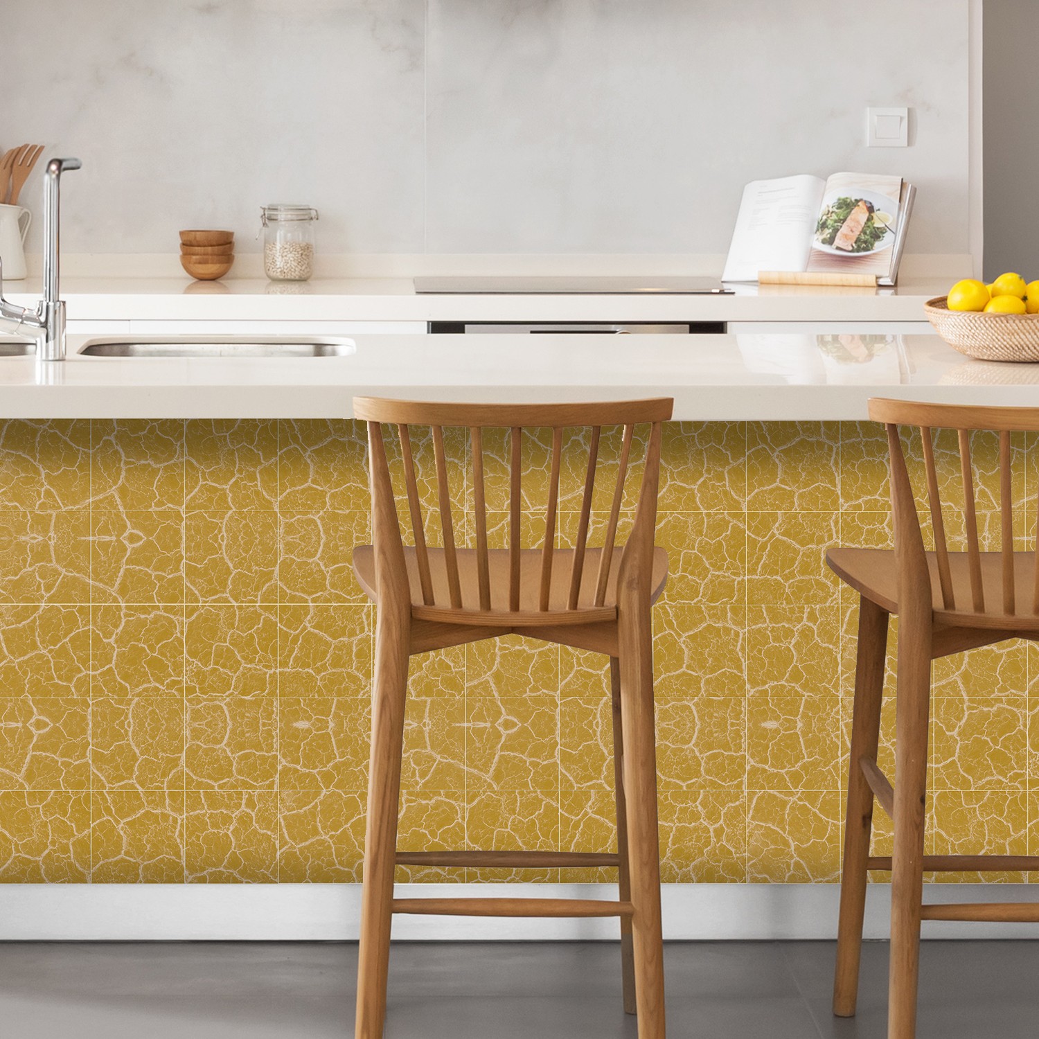 Ulticool Decoratie Sticker Tegels - Geel Graniet Terrazzo Accessoires ...