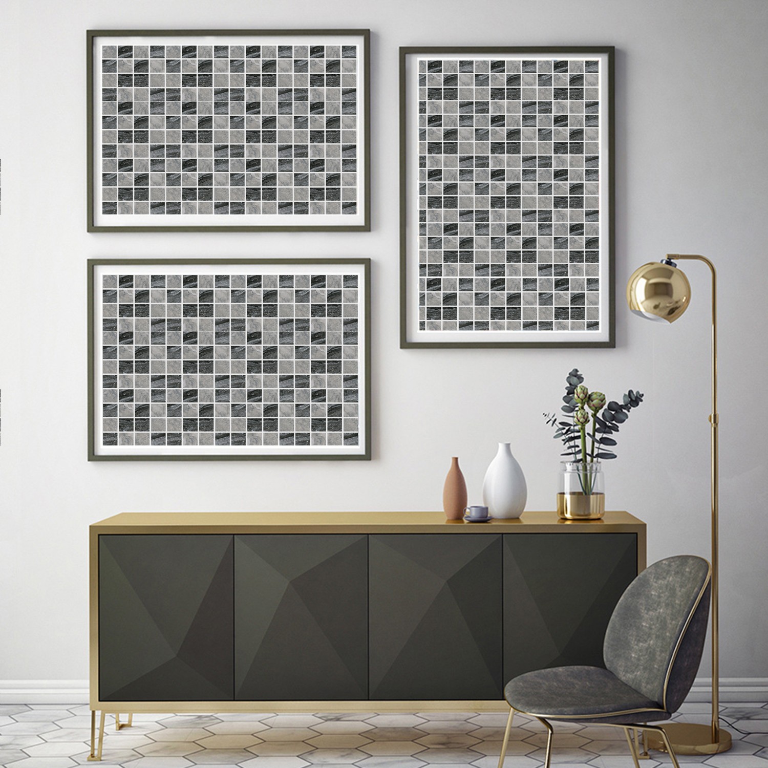 Ulticool Decoratie Sticker Tegels - Marmer Mozaïek Vierkantjes Zwart ...