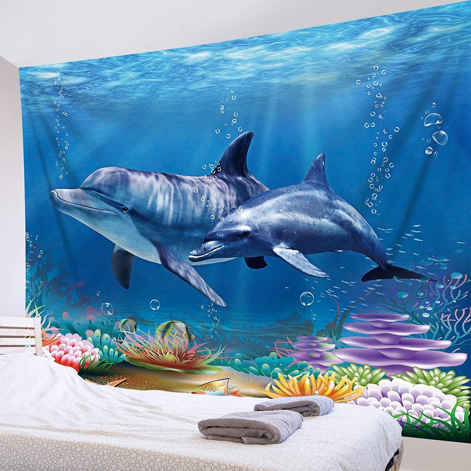 Ulticool - Dolfijn Zee Koraal Dolfijnen - Wandkleed - 200x150 cm ...